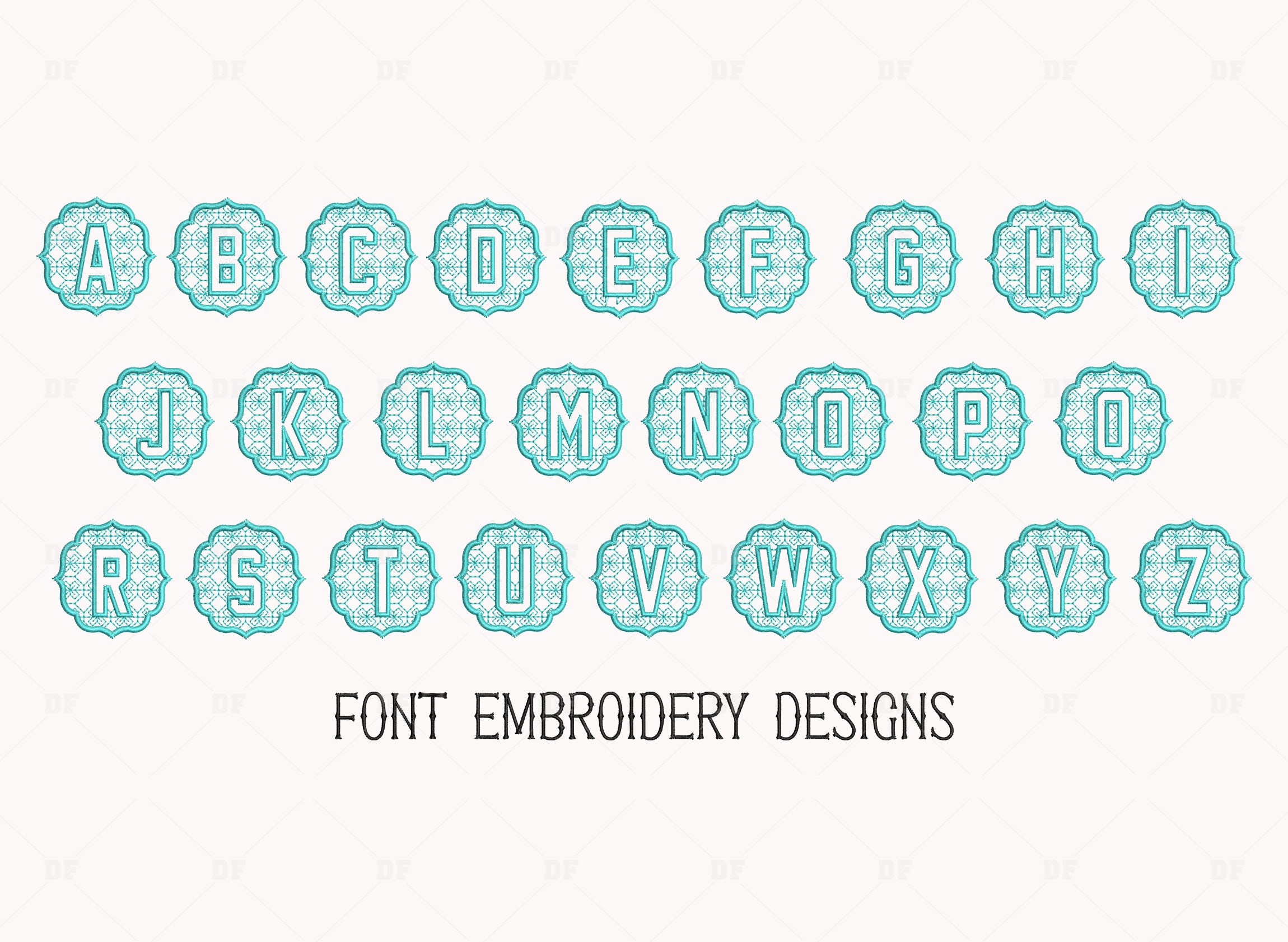 Embossed Font Embroidery Design: Monogram Alphabet (3 Sizes) - Etsy