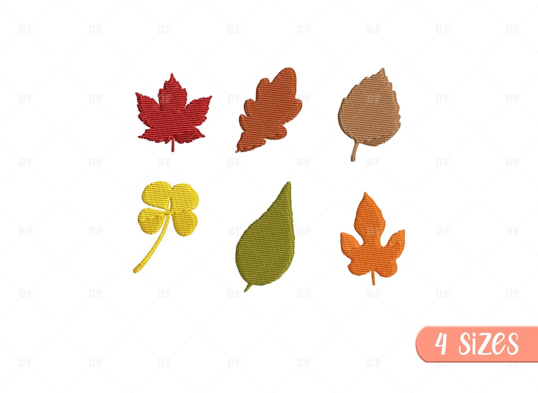 Mini Leaves Embroidery Designs, Fall Leaves Embroidery Designs, Maple ...
