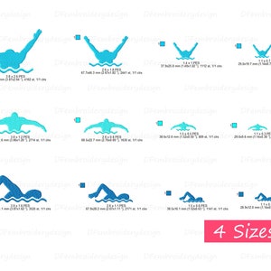 Mini Swimming Embroidery Designs, Swimming Silhouette Embroidery ...
