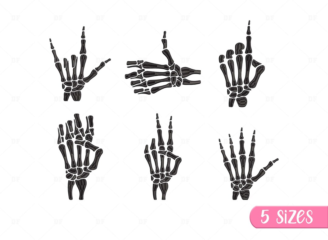 Skeleton Finger Embroidery Designs, Skeleton Hands Embroidery Design ...