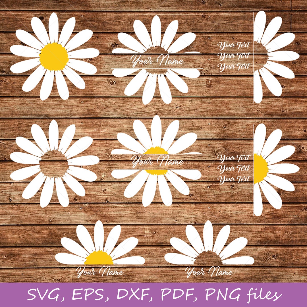 Daisy SVG Bundle, Daisy Split Name Frame SVG, Flower Svg, Daisy ...