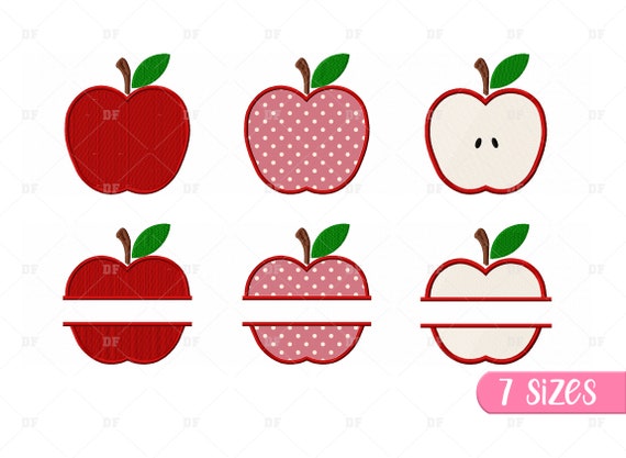 Apple Embroidery Design Apple Applique Design Apple Name - Etsy