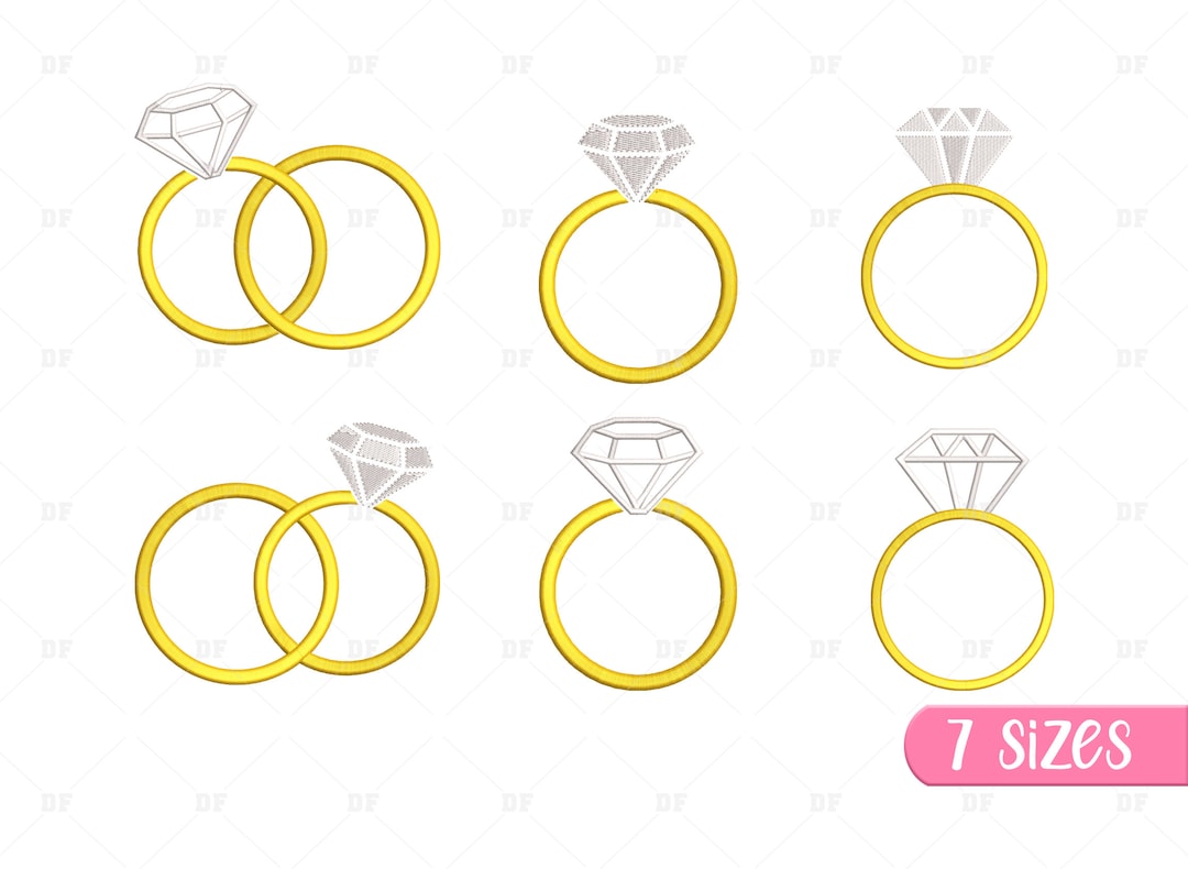 Diamond Ring Embroidery Design: Wedding Jewelry Applique (7 Sizes ...