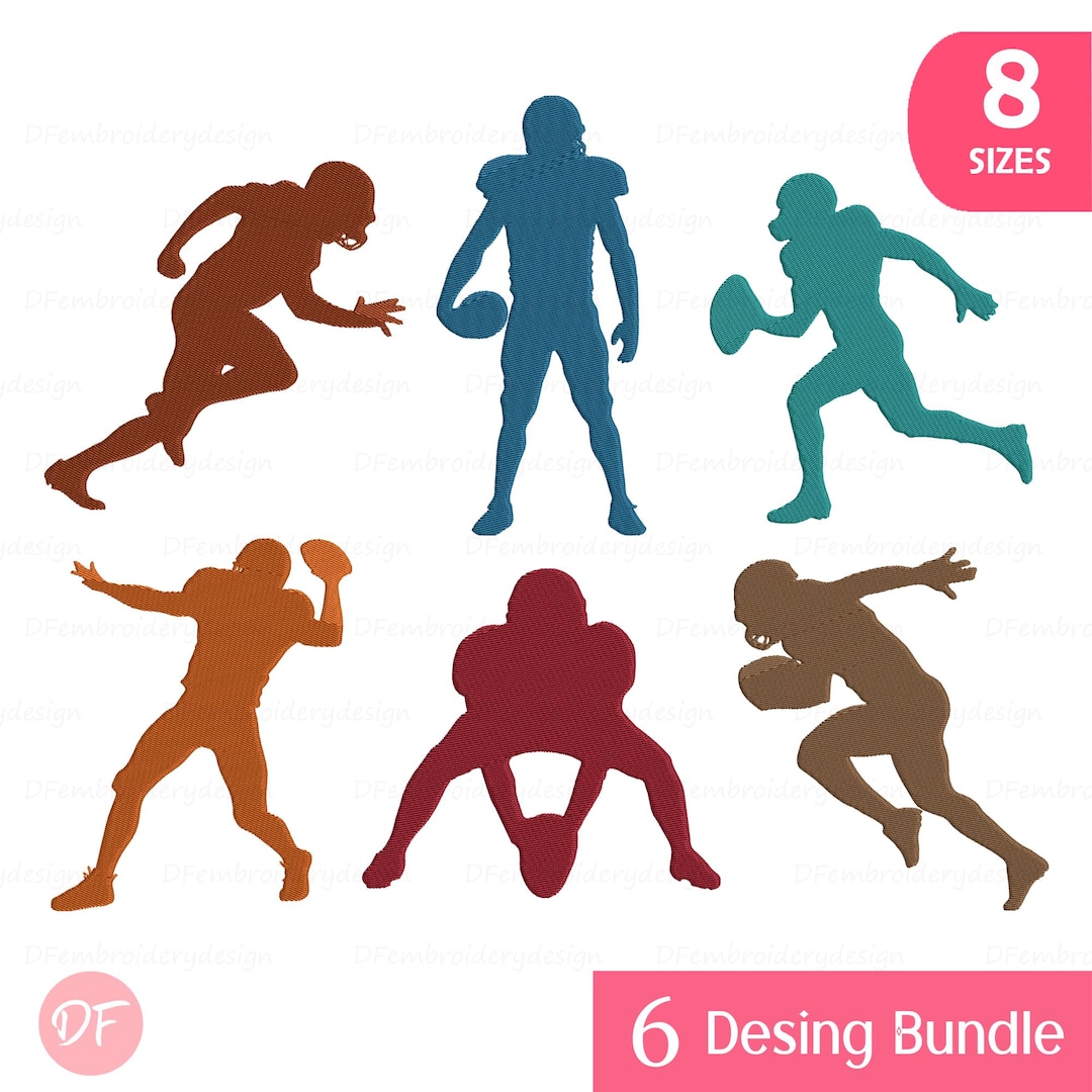 Football Player Embroidery Design Bundle: 6 Designs, 8 Sizes (PES, DST ...