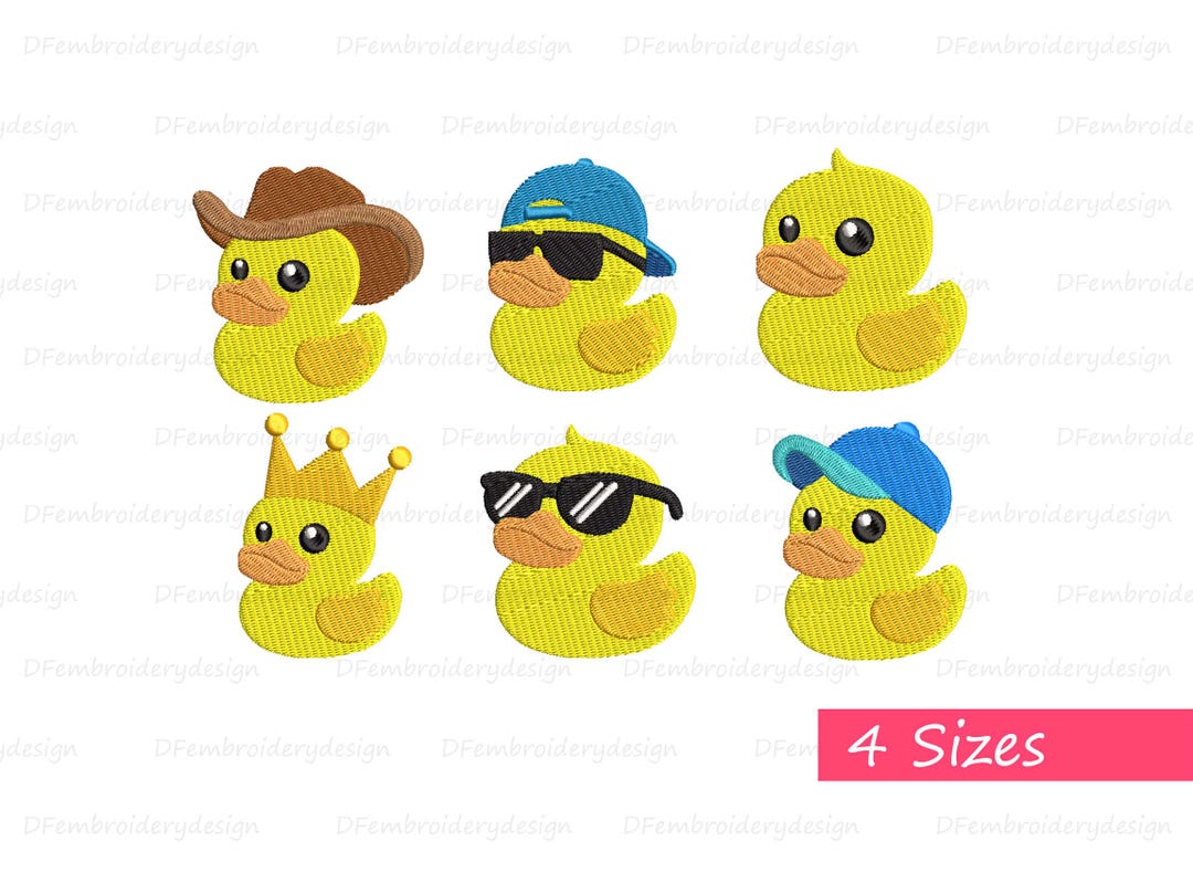 Duck Embroidery Design, Cute Rubber Duck Boy Machine Embroidery File ...
