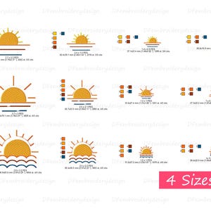 Beach Sunset Embroidery Designs: Nature Landscape Pattern (instant ...
