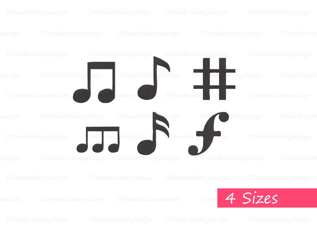 Mini Music Notes Embroidery Designs, Music Notes Embroidery, Song Notes ...