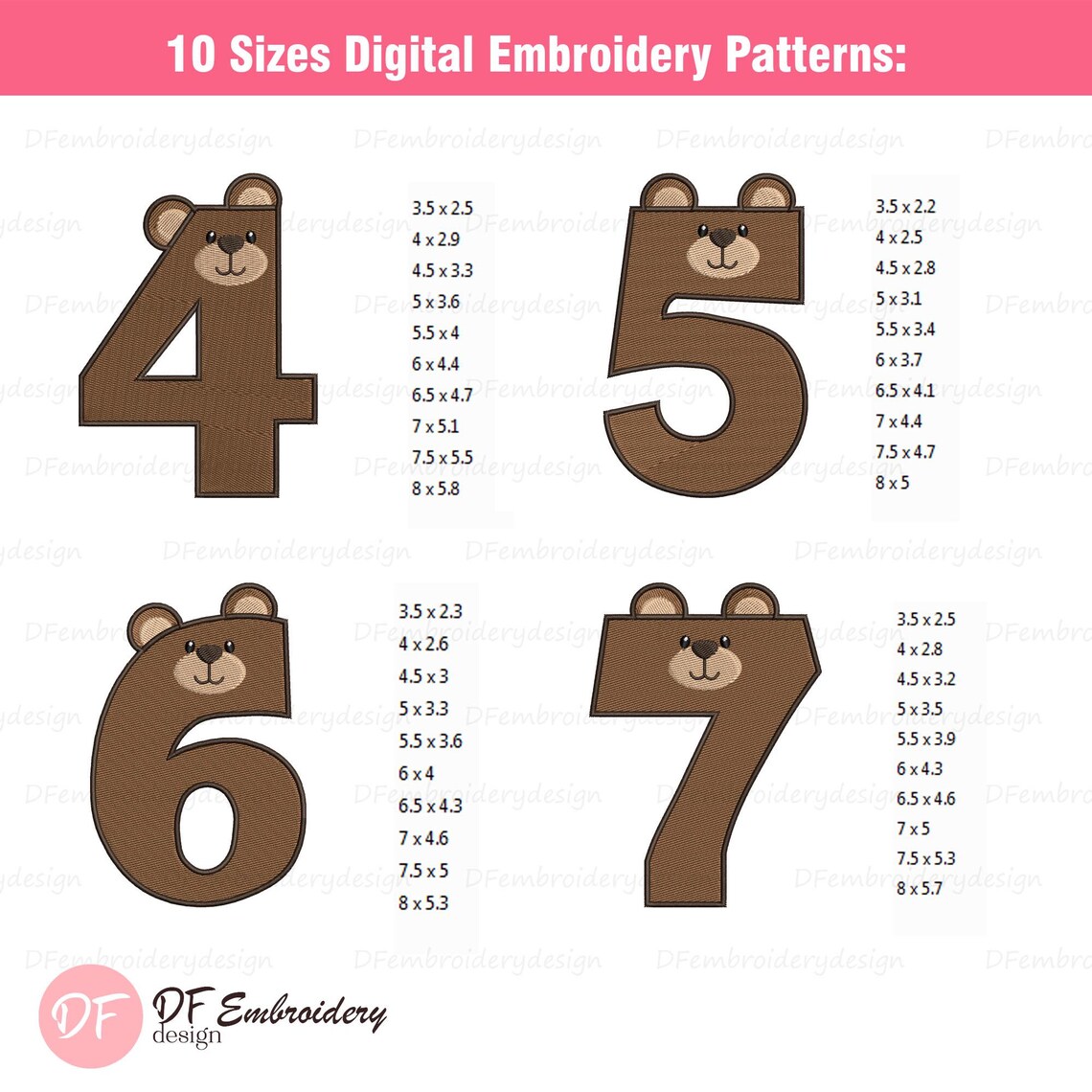 Teddy Bear Numbers Embroidery Design: Baby Birthday Outfit, 10 Sizes ...
