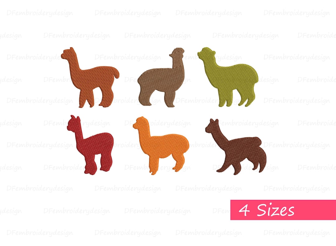Mini Alpaca Silhouette Embroidery Designs, Mini Alpaca Embroidery ...
