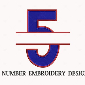 Split Varsity Number Embroidery Design, Varsity Style Number Embroidery ...