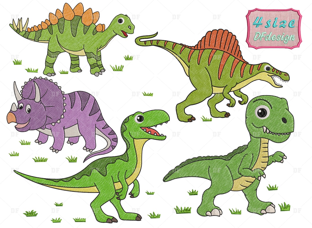 Dinosaur Embroidery Design Bundle: T-rex, Stegosaurus (digital Download ...