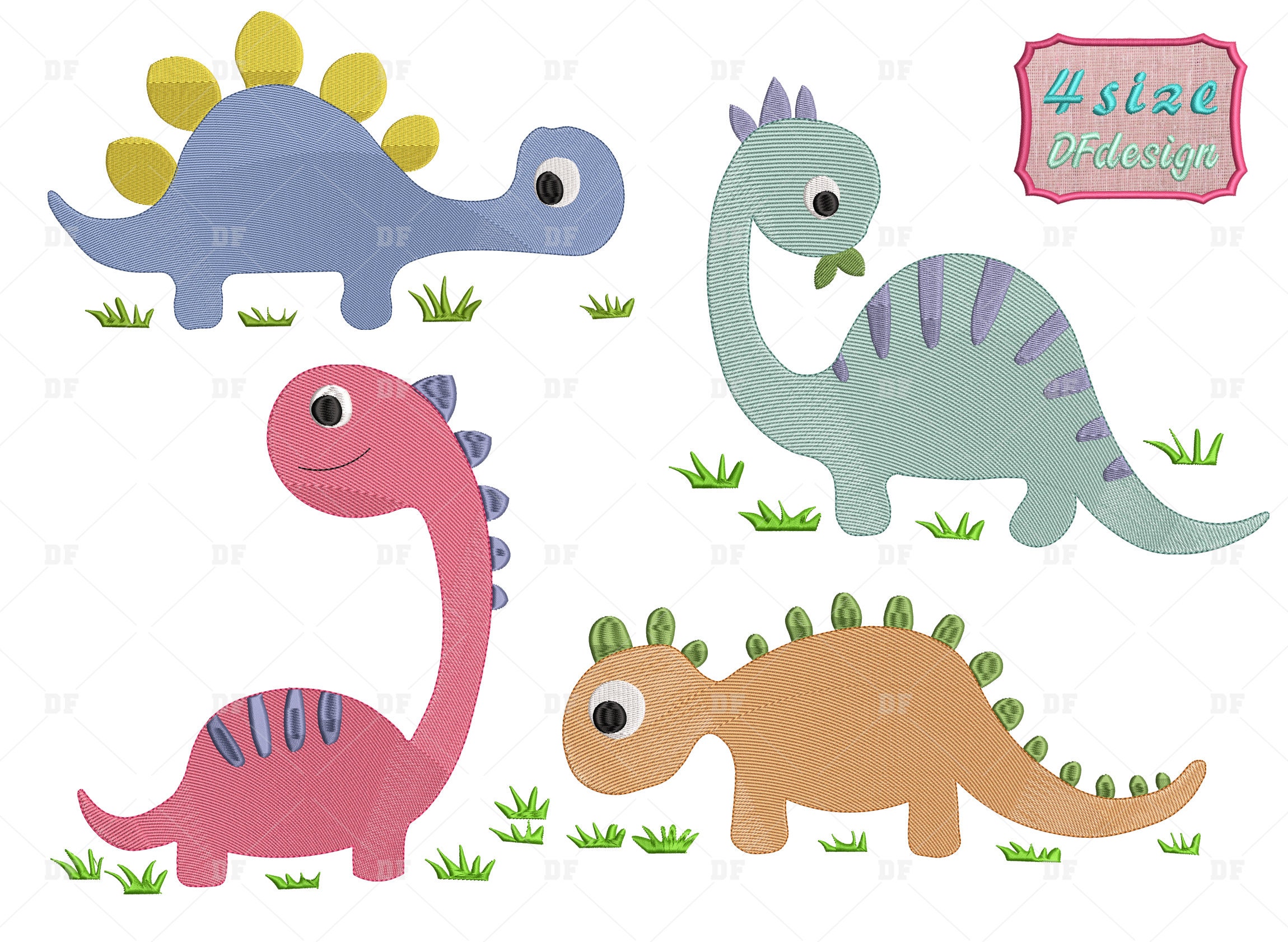 Dinosaur Embroidery Design Dinosaur Embroidery Bundle 4 Size - Etsy