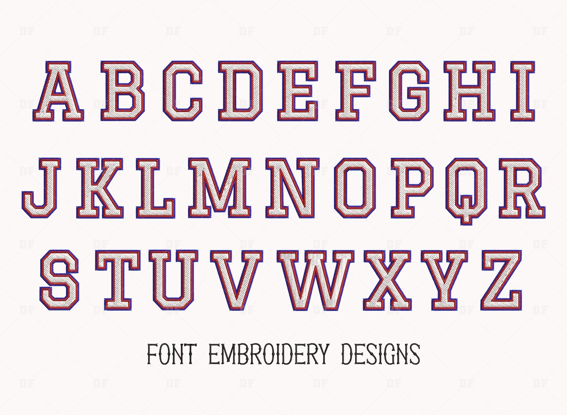 Sport Font Embroidery Design: Double Line Letters (4 Sizes) (digital ...