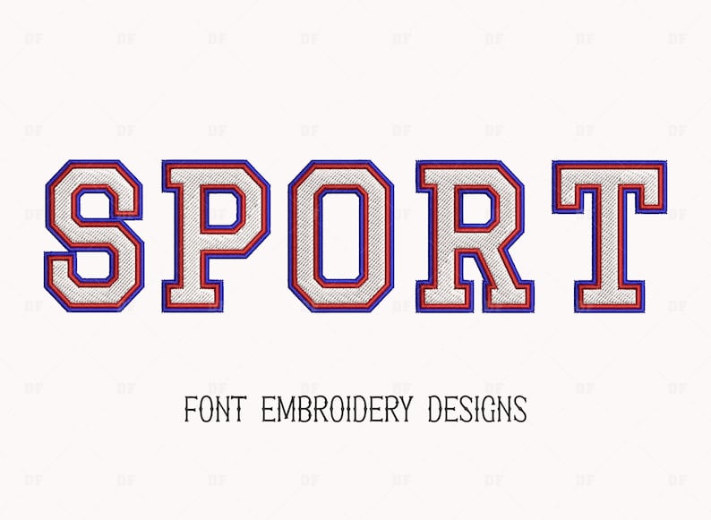 Sport Font Embroidery Design: Double Line Letters (4 Sizes) (digital ...