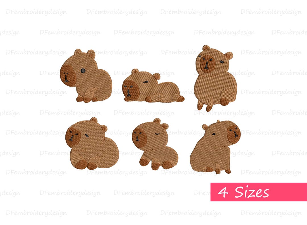 Capybara Embroidery Designs, Cute Animal Machine Embroidery Files ...
