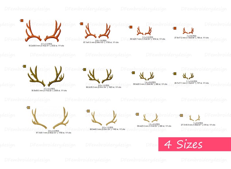 Mini Deer Antlers Embroidery Designs: Wild Silhouette (digital Download ...