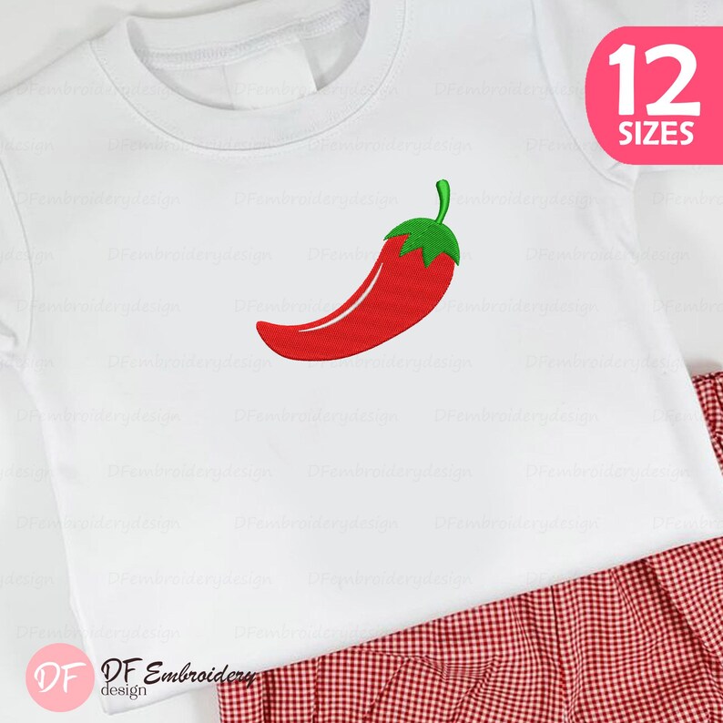 Chilli Pepper Embroidery Design, Spicy Red Pattern (instant Download ...