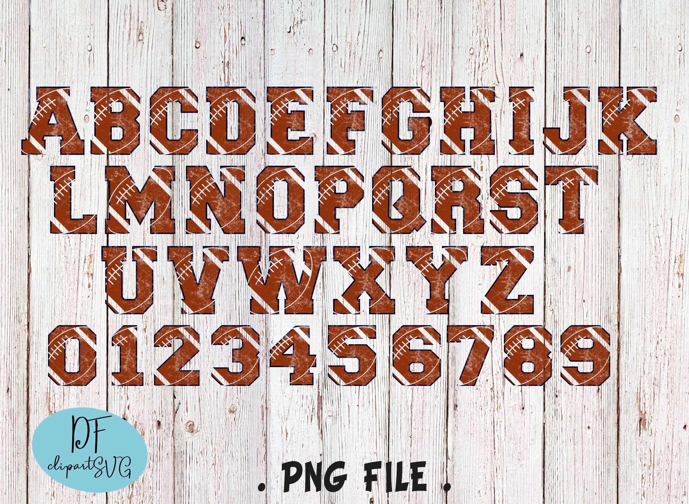 Football PNG Font: Letters and Numbers (digital Download) - Etsy