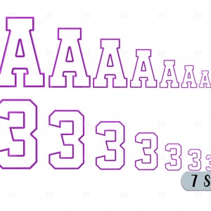 Varsity Outline Font Embroidery Design: Letters and Numbers (7 Sizes ...