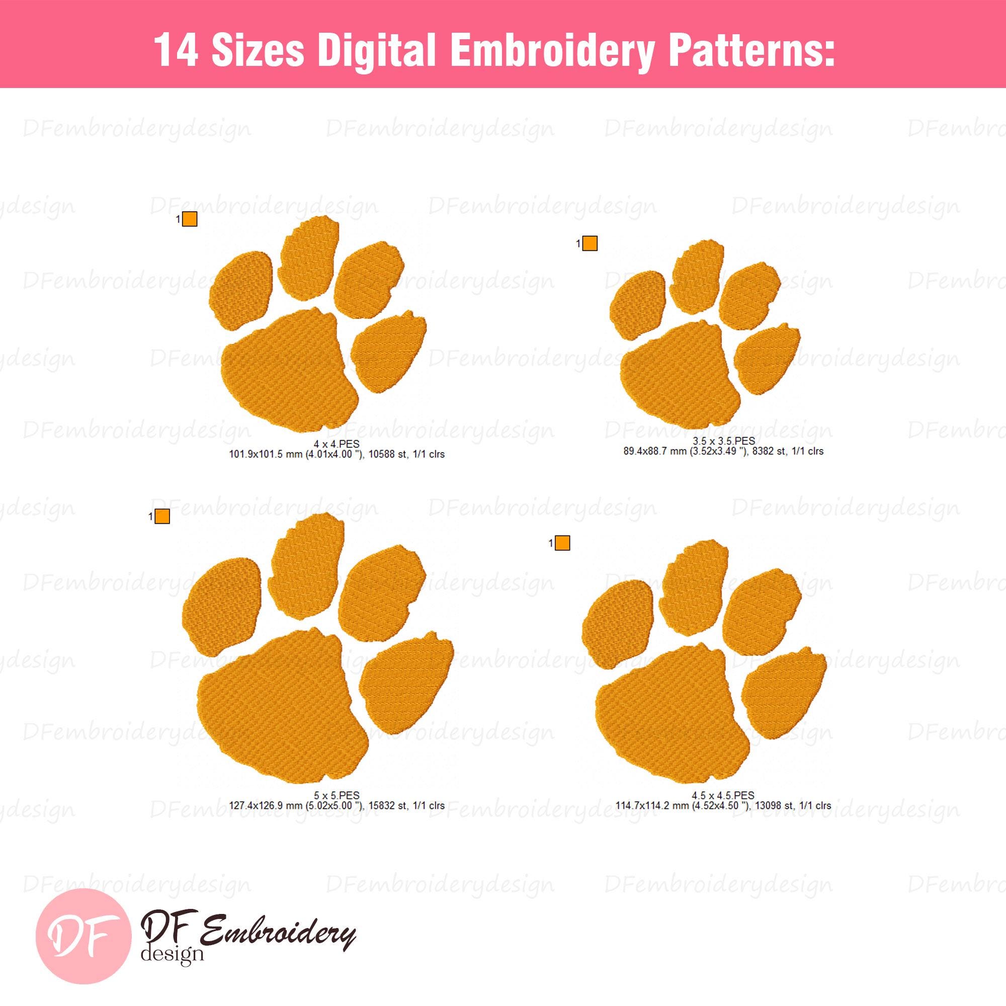 Tiger Paw Print Embroidery Design: Wildcat Machine Embroidery File ...
