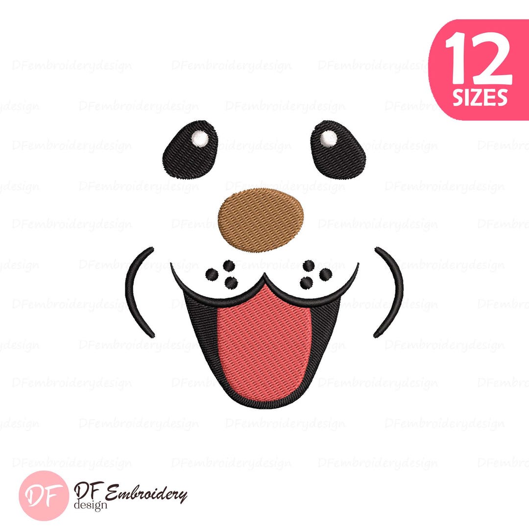 Cute Puppy Face Embroidery Design, Dog Face Machine Embroidery File ...