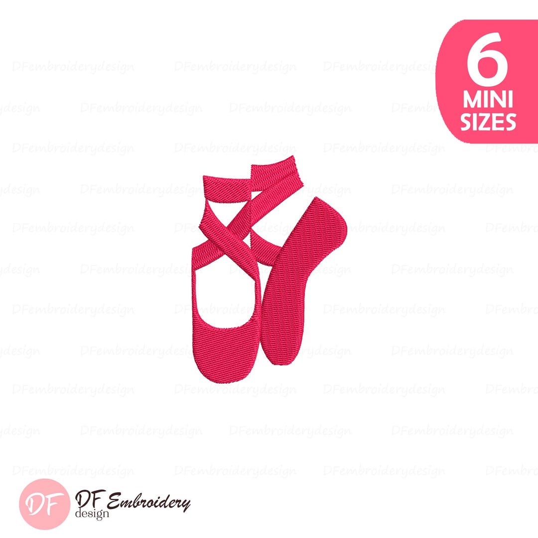 Mini Ballerina Slippers Embroidery Design: 6 Sizes (PES, EXP, JEF ...