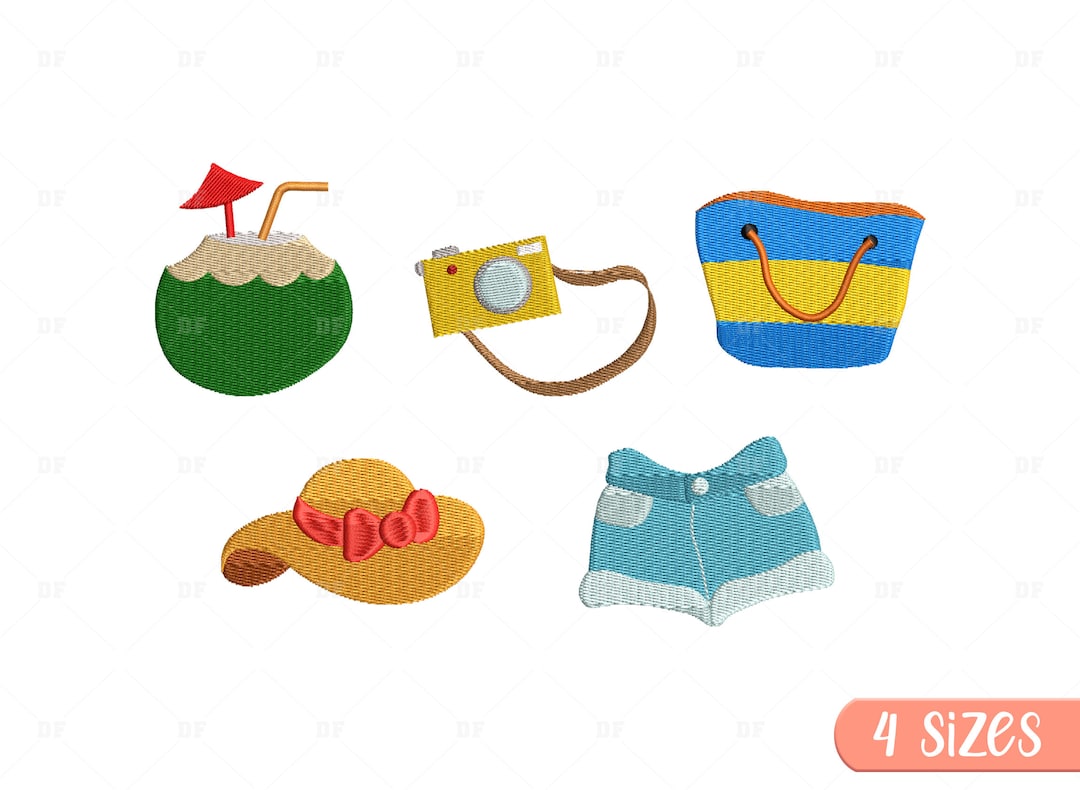 Summer Embroidery Designs: Mini Beach Vacation Set (digital Download ...