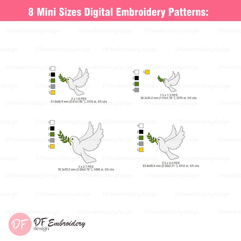 Mini Dove Machine Embroidery Design: Wedding, Christening, Family ...