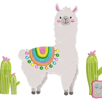 Llama Machine Embroidery Design, Animal Embroidery Design, Joyful ...