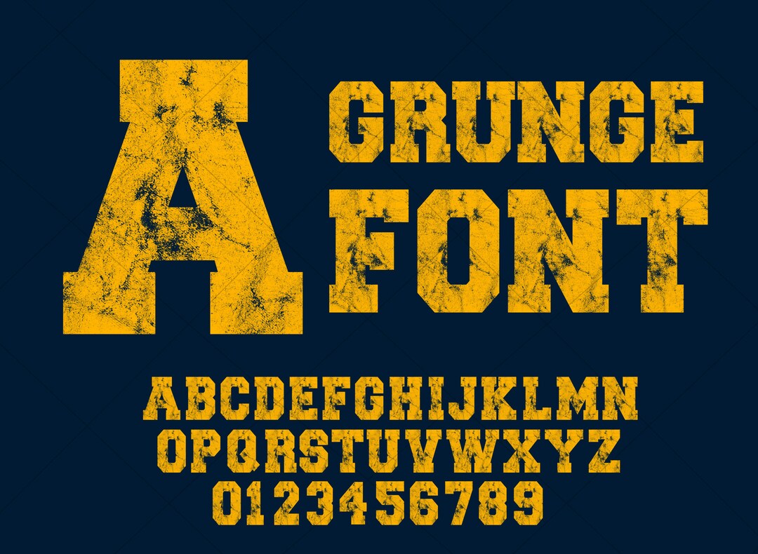 Distressed Grunge Font: Printable Alphabet & Numbers (PNG Digital ...