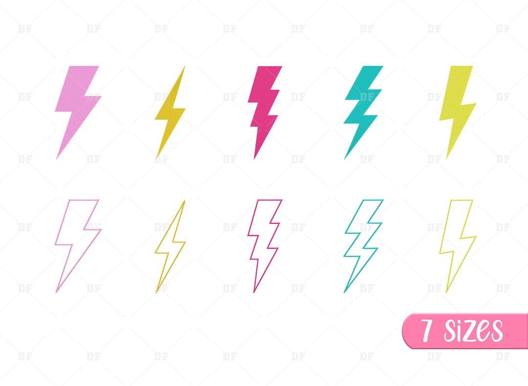 Lightning Bolt Embroidery Design: Mini Sizes (digital Download) - Etsy
