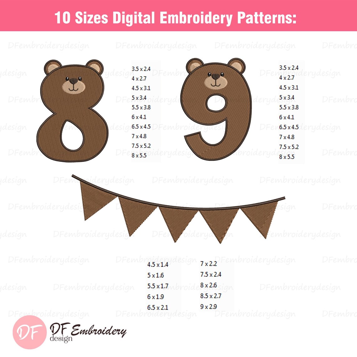 Teddy Bear Numbers Embroidery Design: Baby Birthday Outfit, 10 Sizes ...