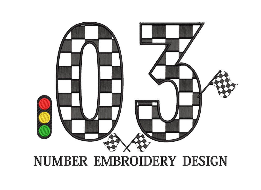 Checkered Numbers Embroidery Designs, Racing Numbers Embroidery, SPORT ...