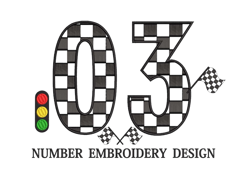 Checkered Numbers Embroidery Designs Racing Numbers - Etsy