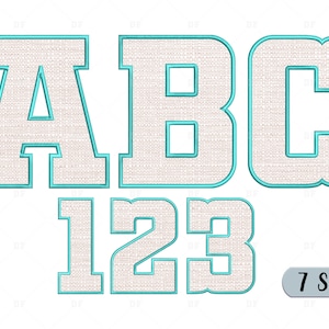 Varsity Outline Embroidery Font: Athletic Letters & Numbers (7 Sizes ...