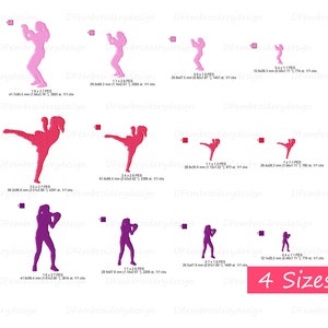 Mini Boxing Women Silhouette Embroidery Designs, Boxing Women ...
