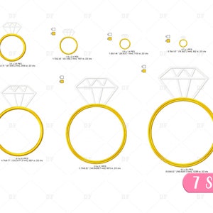 Diamond Ring Embroidery Design: Wedding Jewelry Applique (7 Sizes ...