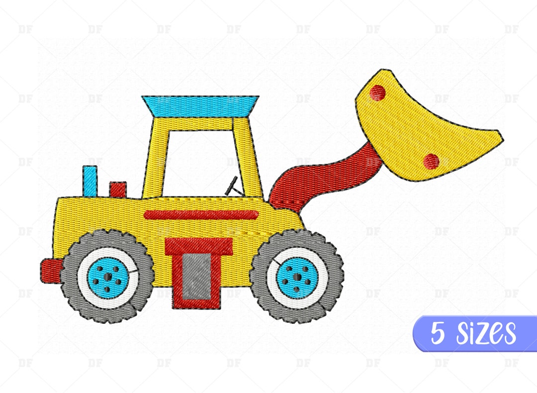 Bulldozer Embroidery Design: Excavator Machine Embroidery (5 Sizes ...