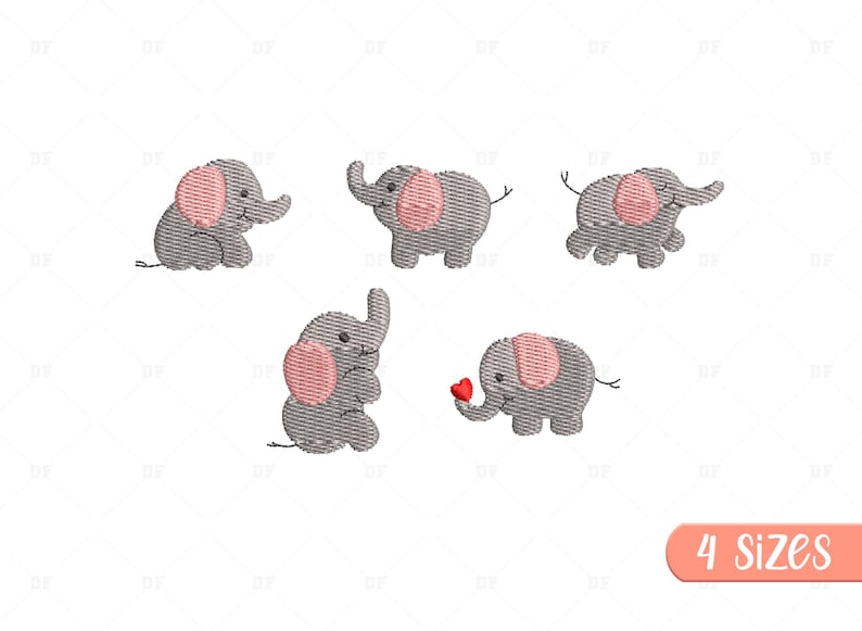 Mini Elephant Embroidery Designs Animals Embroidery Design 5 - Etsy