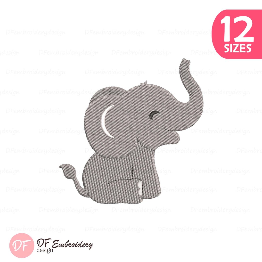 Baby Elephant Embroidery Design, Cute Animal Nursery Machine Embroidery ...