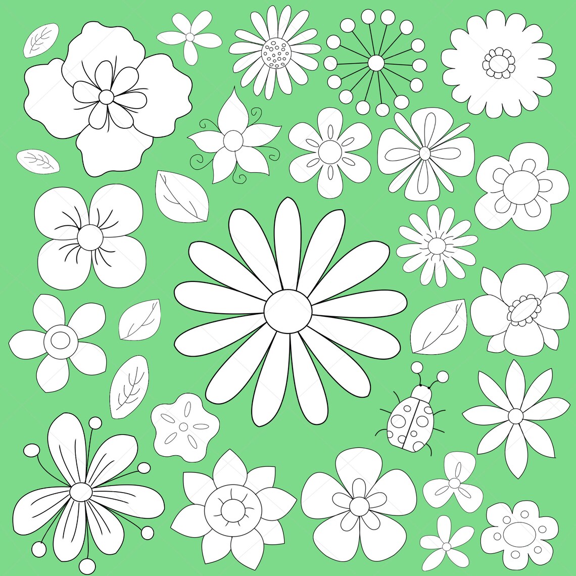 Flower Clipart Bundle 24 Flower Clipart Flower Clip Digital - Etsy