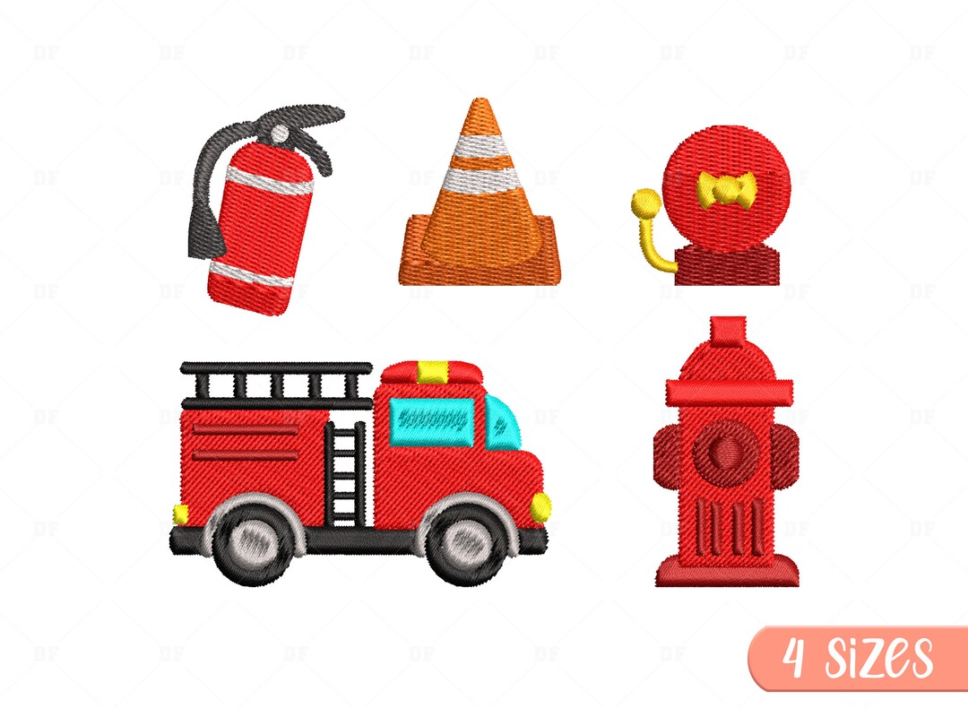 Fireman Embroidery Design: Fire Truck, Hydrant, More! (digital Download ...