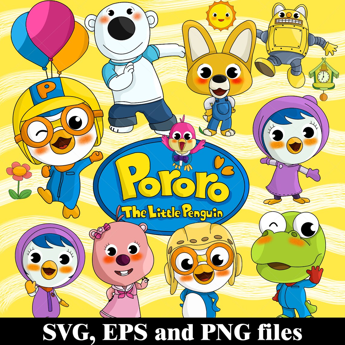 PORORO the Little Penguin Pororo Clipart Svg Digital | Etsy