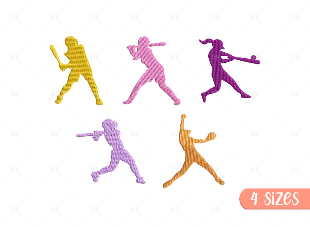 Mini Softball Silhouette Embroidery Design, Softball Girl Embroidery ...