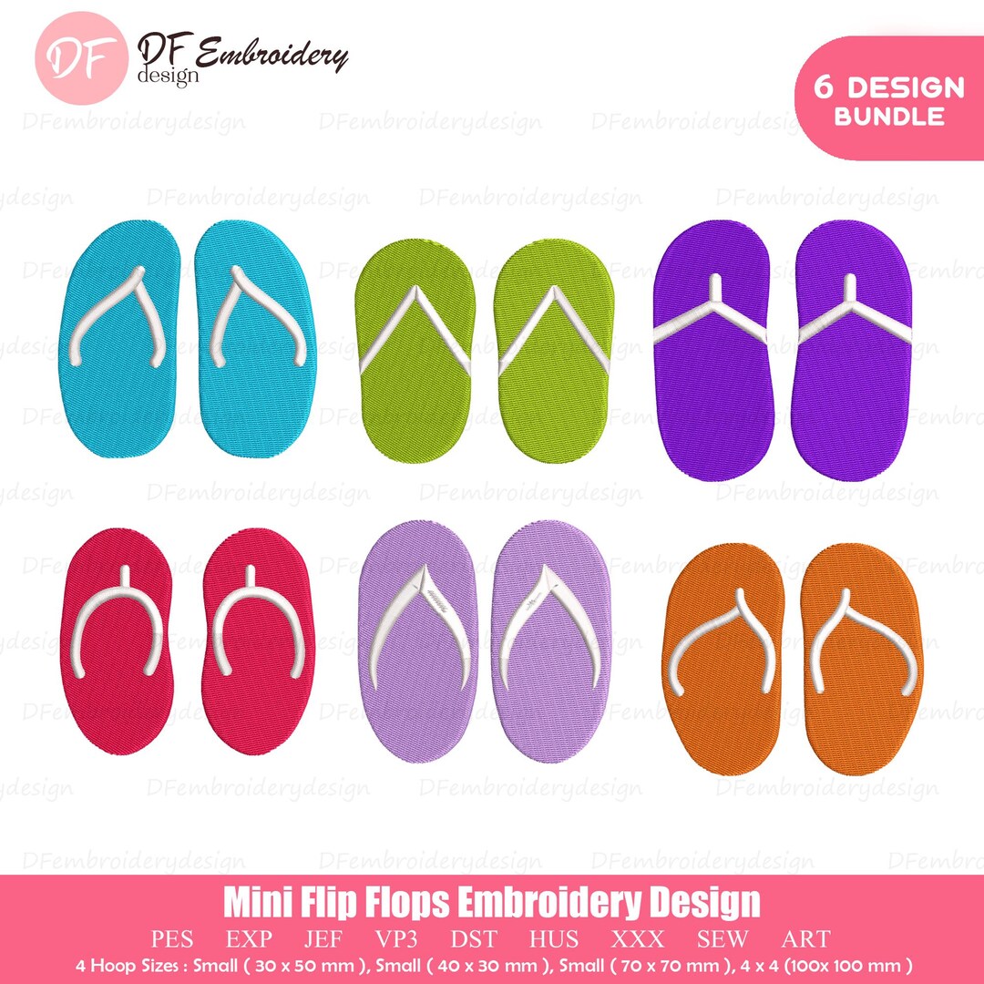 Mini Flip Flops Embroidery Design: Summer Pattern (4 Sizes) - Etsy