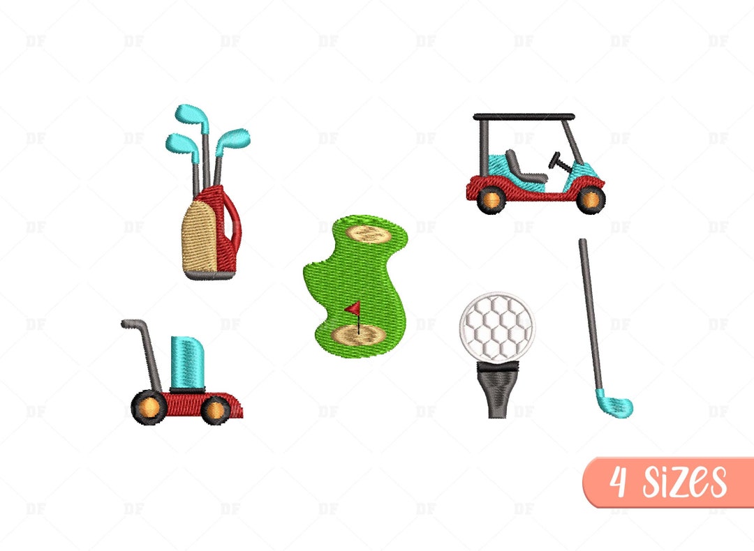 Mini Golf Set Embroidery Designs, Golf Embroidery Designs, Sport Embroidery, 6 Designs, 4 Sizes ...