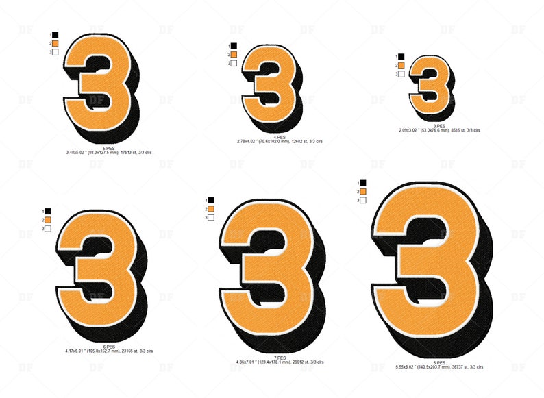 3d Number Embroidery Design, Sport Number Embroidery Designs, Sport ...