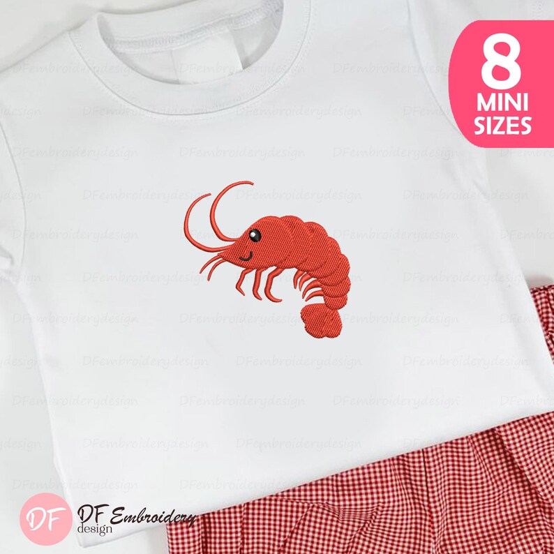 Mini Baby Shrimp Embroidery Design: Sea Animal Machine Embroidery File ...