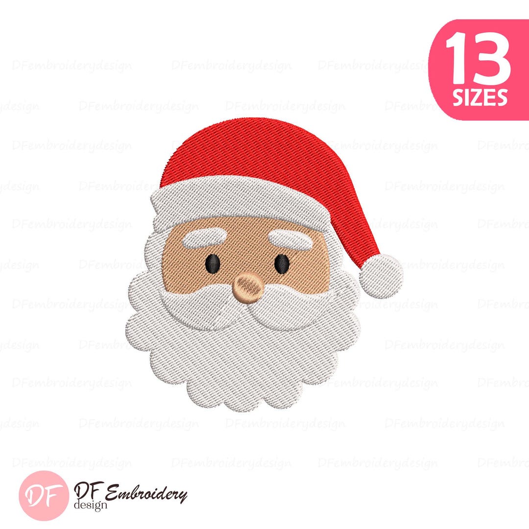 Santa Claus Face Embroidery Design: Christmas Holiday Pattern (digital ...