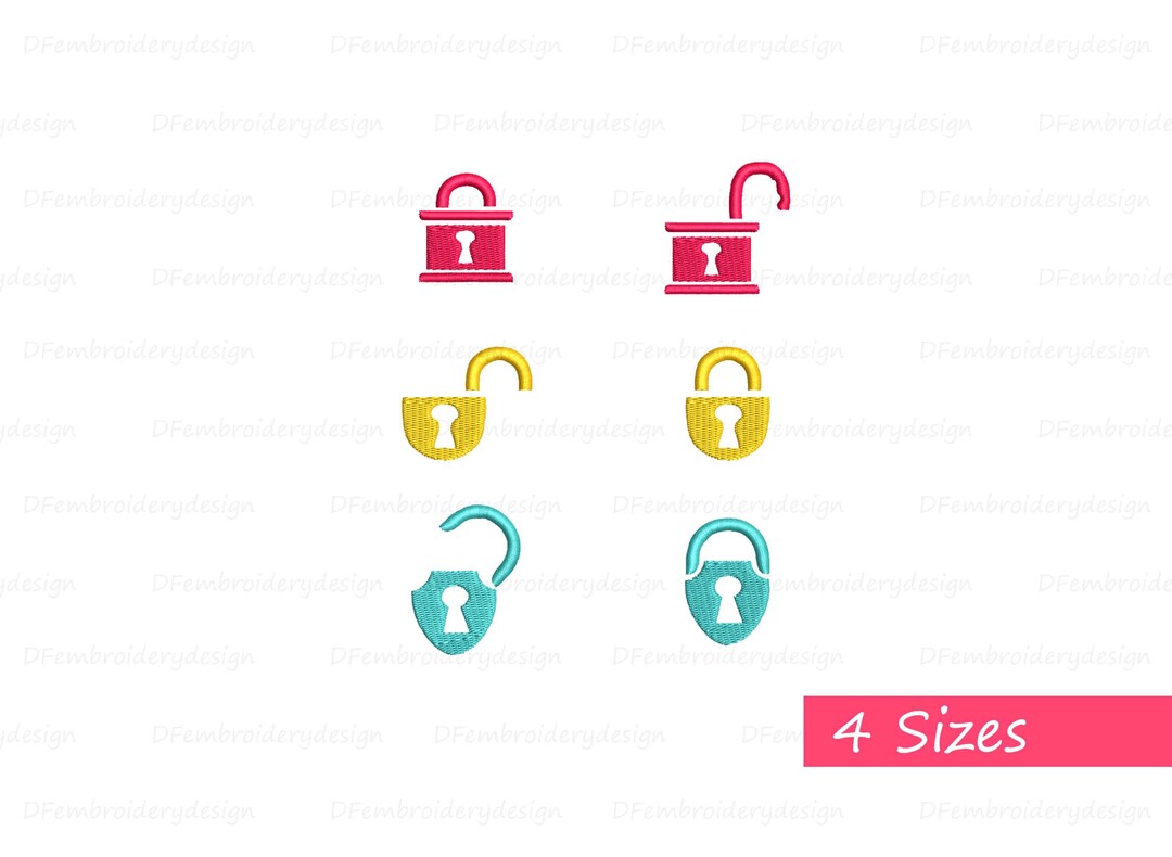Mini Padlock Embroidery Designs, Padlock Embroidery Designs, Keyhole ...